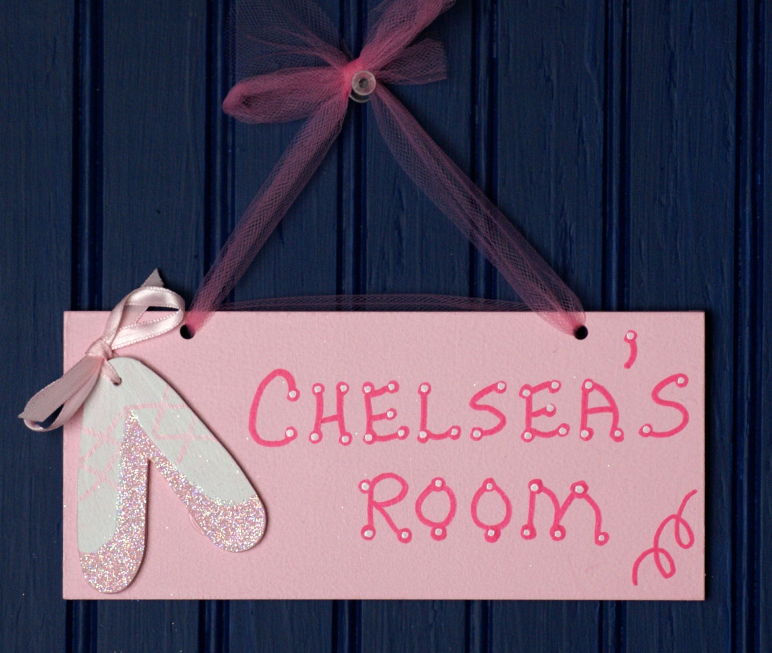 Ballet Room Sign Personalized Pink w/Ballet Cutout.
