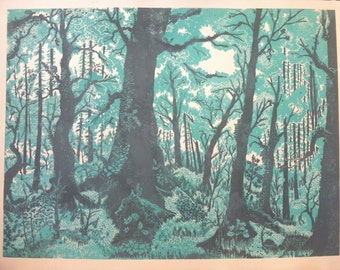 Linocut landscape | Etsy