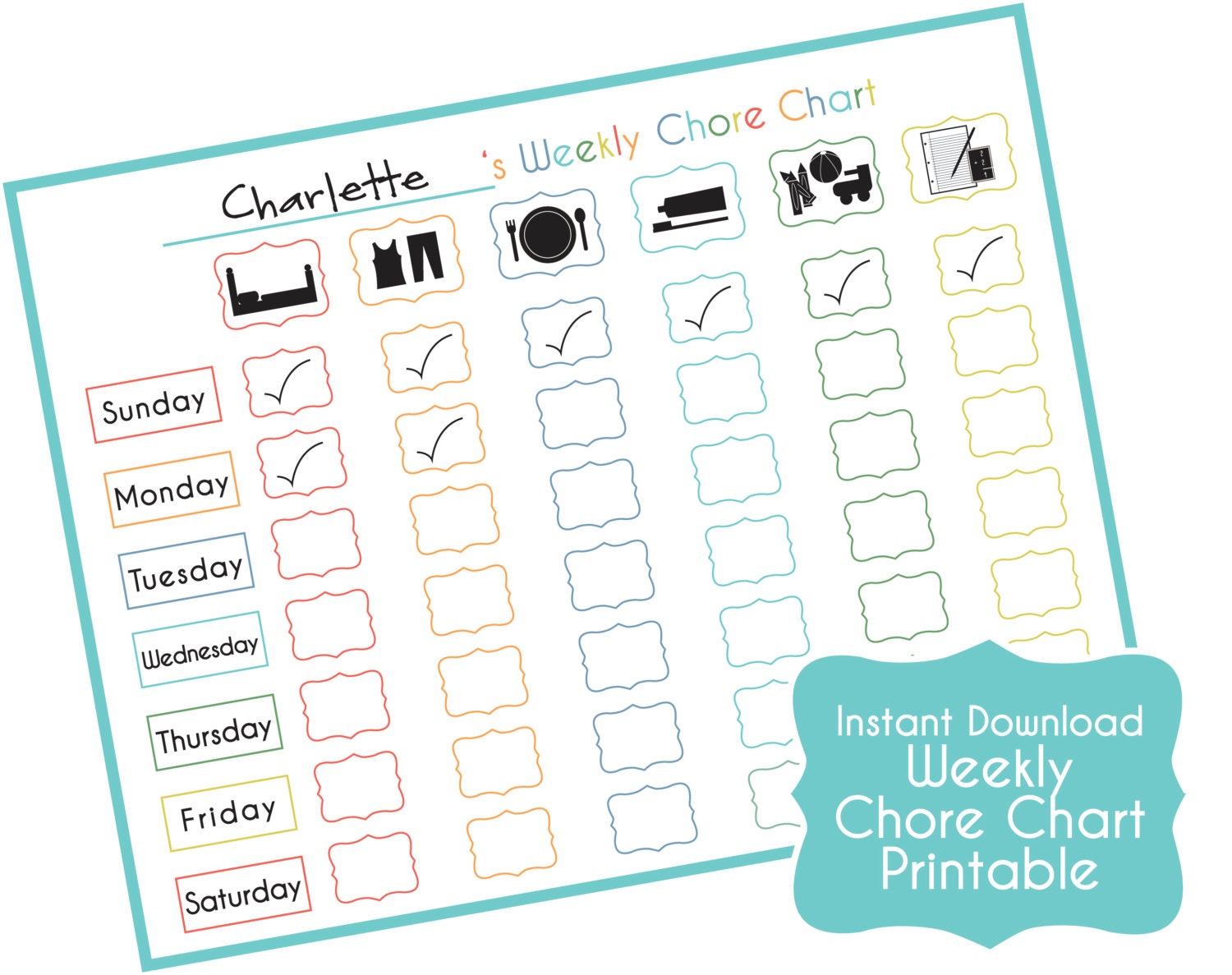 Easy Chore Chart for Children Reward Chart to Print Family