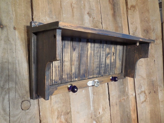 Items similar to Vintage style shelf,Primitive Coat Rack, Rustic wall ...