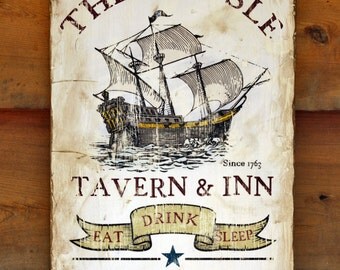 Vintage nautical wooden sign 'The Whaleship' by VASSdesign on Etsy