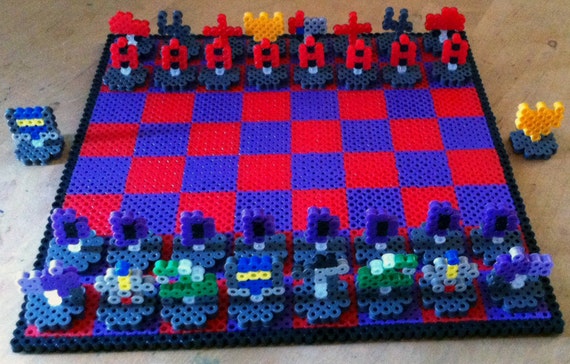 Items similar to Small Transformers Chess Set - Perler Beads on Etsy
