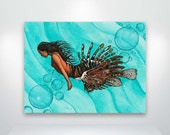 Items similar to Mermaid Lionfish Lion Fish Scorpionfish Fine Art ...