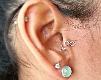 Tragus Earring Unique Infinity Sterling Silver Tiny Rope Infinity ...