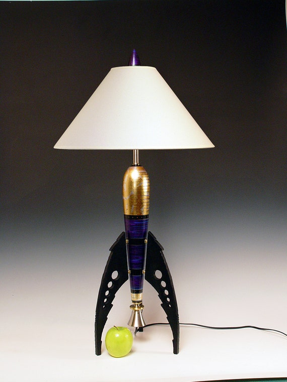 Table Lamp. Atomic retro rocket lamp. Metallic by highdesertdreams