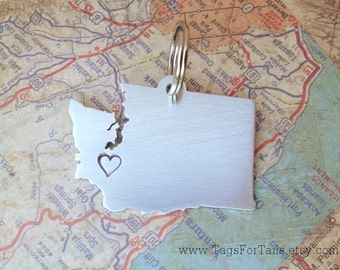 Wisconsin State Keychain One Heart Over Your City Handmade