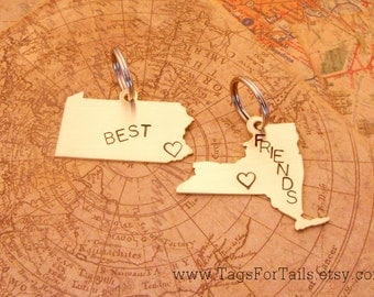 Country Keychain Set of Two Choose Your Countries Handmade