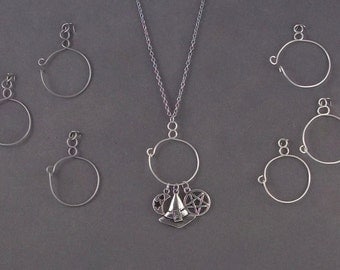Stainless Steel or Silver Plated Charm Holder w/ Optional Necklace ...
