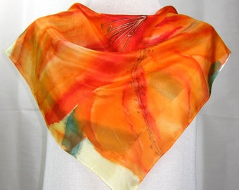 Popular items for orange silk scarf on Etsy