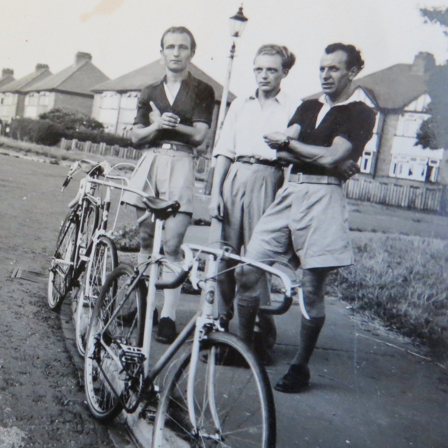 Vintage 1930's Handsome Bicycle Riders Visit A Friend