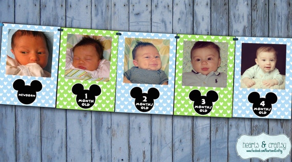 Baby Mickey Mickey Mouse First Year Photo Banner / 12 Month Banner ...