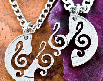 Music Note Necklace set for couples You Make My Heart Sing
