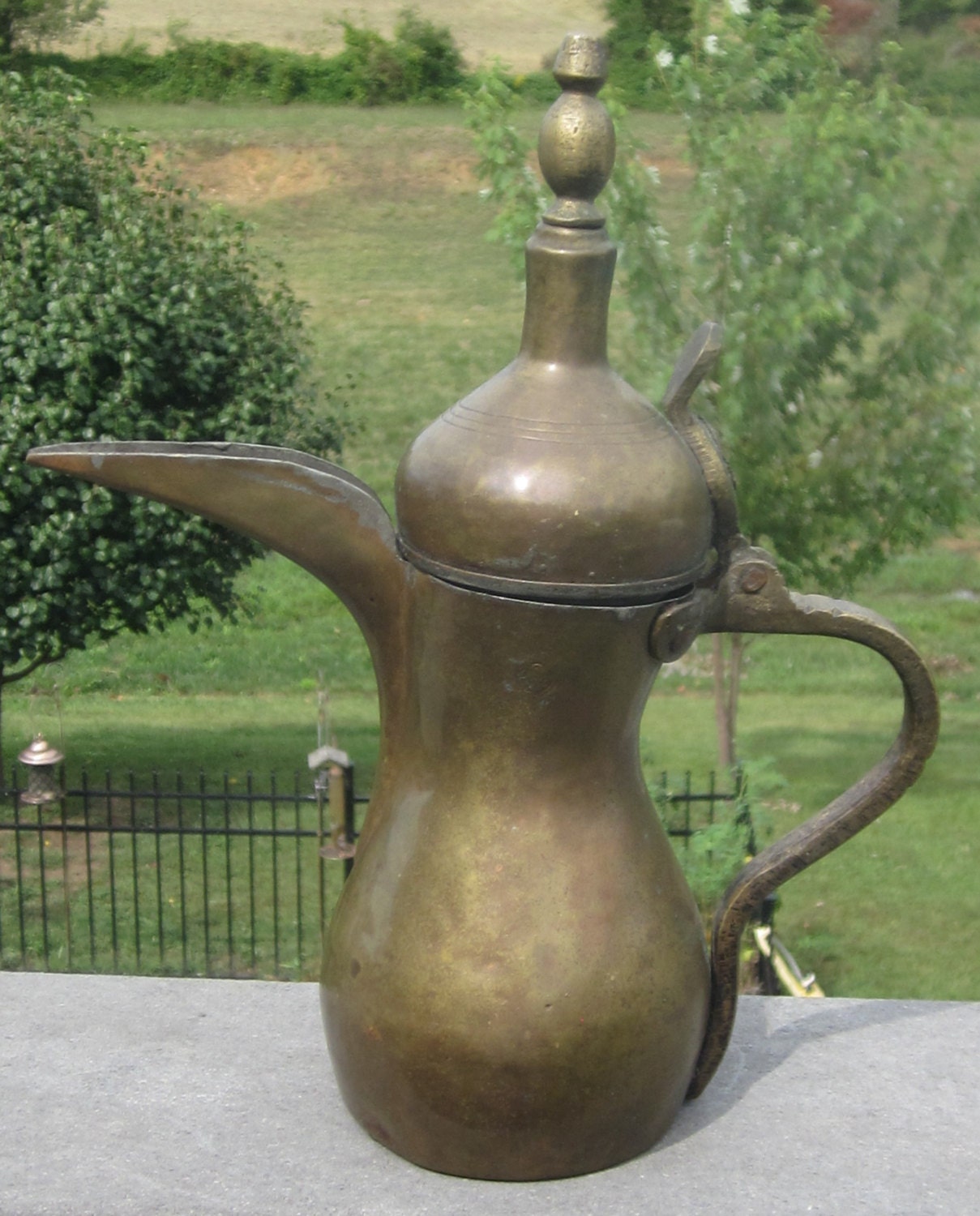 Vintage Hand Hammered Signed Arabian Dallah Tea Pot 1800's