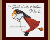 Items similar to The Good Luck Kitchen Witch Cross Stitchery Pattern ...