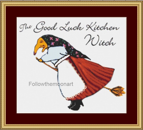 Items similar to The Good Luck Kitchen Witch Cross Stitchery Pattern ...