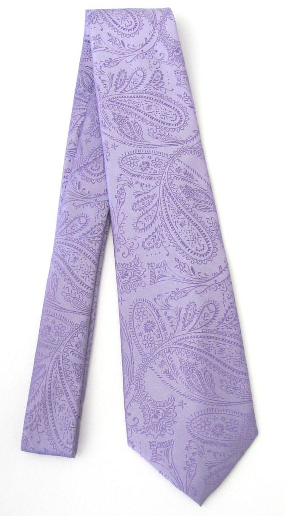 Lavender Tie. Necktie Lavender Purple Paisley Mens Tie With