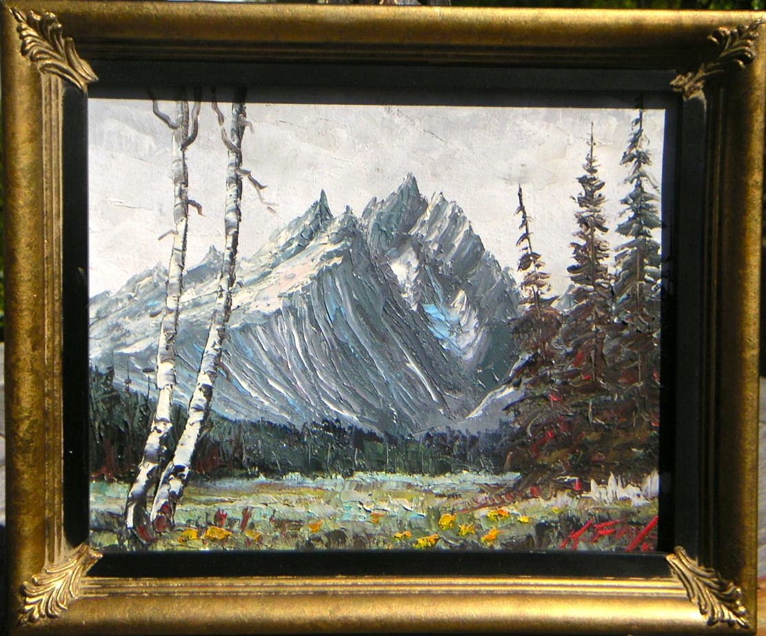 Vintage Grand Tetons Wyoming Keith Fay oil painting