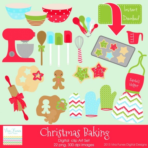 Items similar to Christmas Baking Digital clip art Clipart Collection ...
