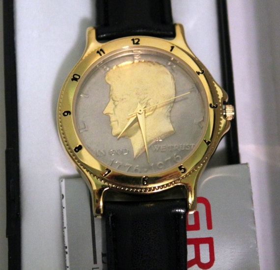 Vintage Gruen Wristwatch Watch JF Kennedy Half Dollar 1976