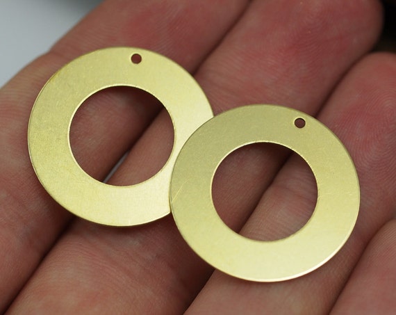 Brass Circle Charm 10 Raw Brass With 1 Hole Circle Stamping