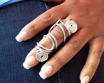 FULLY Fabulous hammered aluminum FULL Finger ring with FREE gift ...