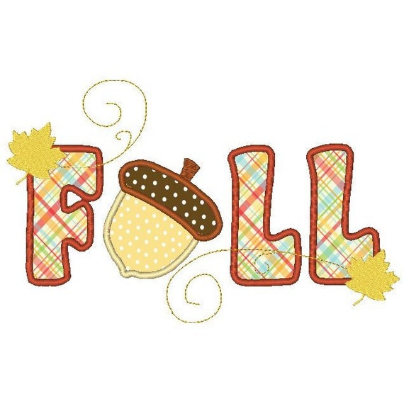 Fall applique embroidery design. Applique letters by Embroidalot