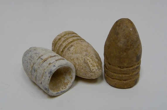 3 antique Lead Bullets Military War relics by SalvageRelics