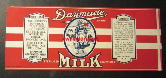 1930s Milkmaid Milk Pail Maid Cows Bradner Seattle Evaporated