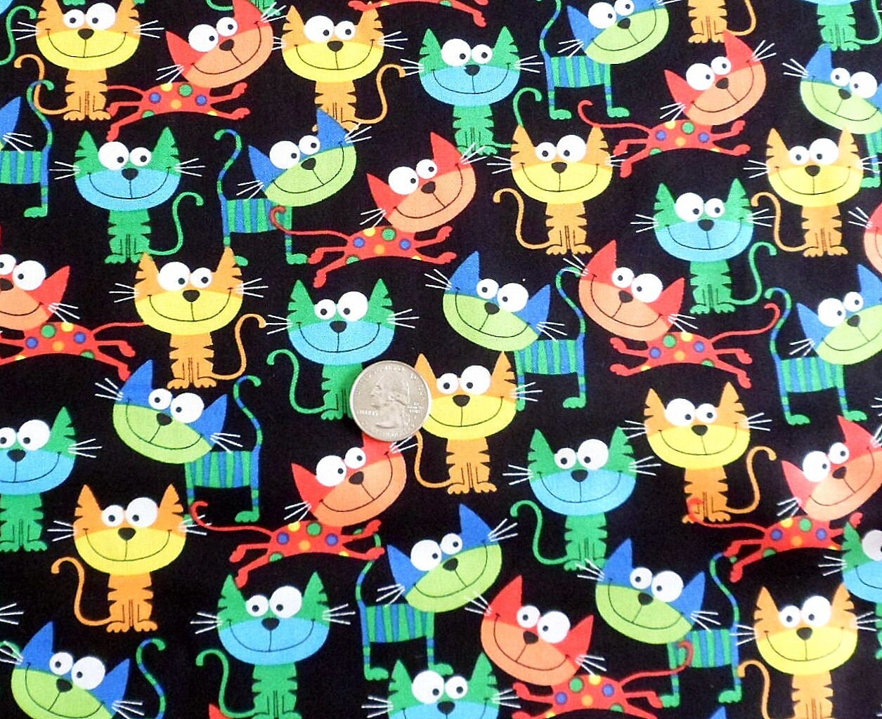 Cat Fabric Colorful Cat Fabric Novelty Fabric Timeless