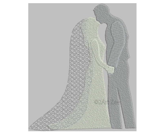 Couples First Wedding Kiss Machine Embroidery Design by 2artzee