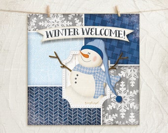 Items similar to Winter Snowman Art on Etsy