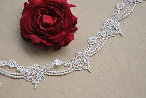 Ivory Venice lace Trim Aulic Palace Lace Necklace Supplies