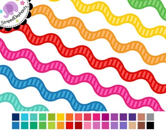 Digital Clip Art Ribbons Colorful Wavy Ribbons