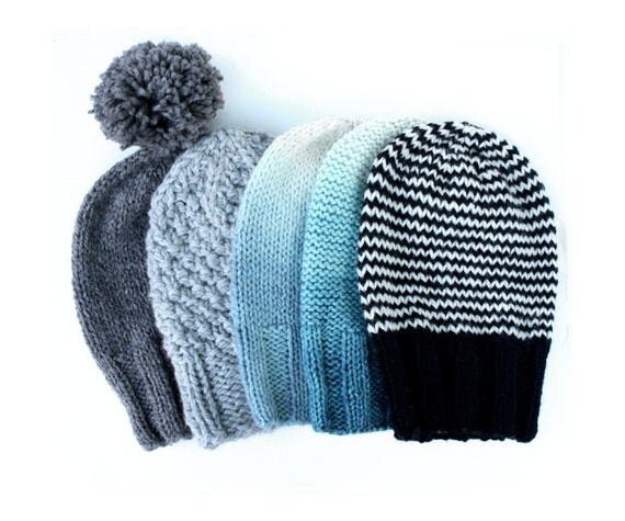 Ombre Indigo Knit Hat dip dyed and hand knit wool beanie
