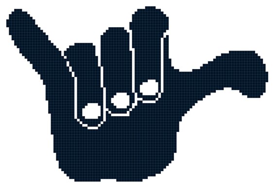 Hawaiian Shaka Hand Signal Cross Stitch Pattern
