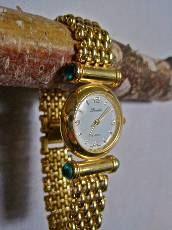 Womens Watch Vintage 80s Lucida Quartz Glam Bracelet Watch