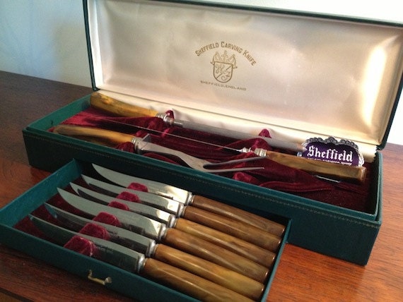 Sheffield England Knife and Carving Set with Case–Bakelite – Haute Juice