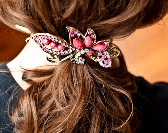 Items similar to Charcoal Vintage Butterfly Wing Hair Clip, Wedding ...