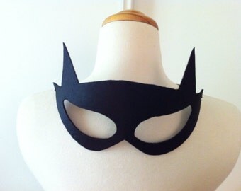 Black Cat Eye Mask, Bat Themed COSPLAY Accessory, Black Satin Handmade ...
