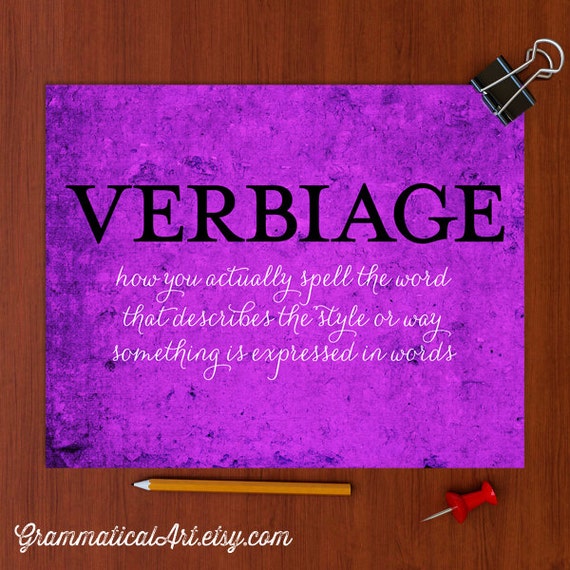 Verbiage Definitition Grammar Print Perfect by GrammaticalArt