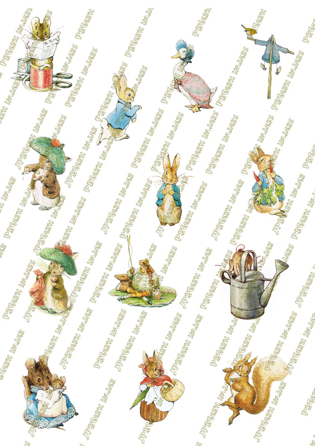 Beatrix Potter Characters Digital Collage sheet Peter Rabbit