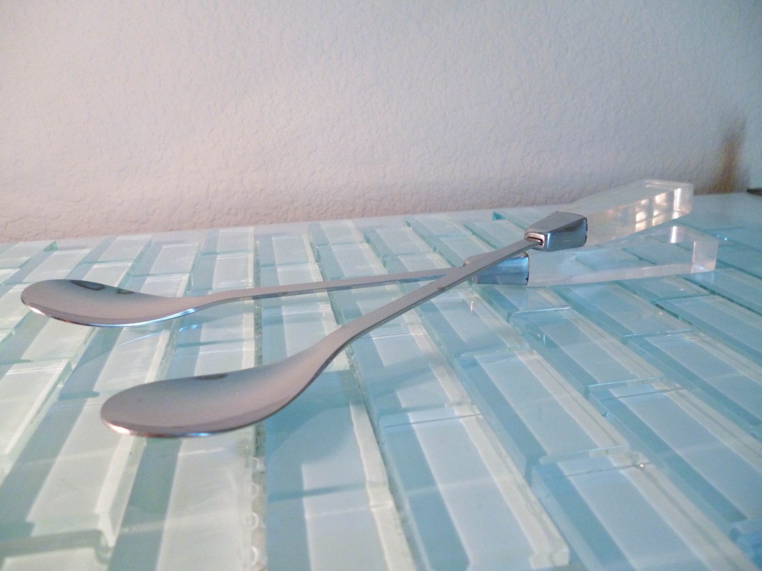 Vintage Mid Century Lucite Spoons Stainless Japan Supreme Cutlery Ice ...