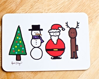 Christmas Stick Magnet // Holiday Christmas Santa Snowman Reindeer Tree ...