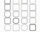 Items similar to Clipart "Black SQUARE FRAMES Clipart" 20 frames/labels ...