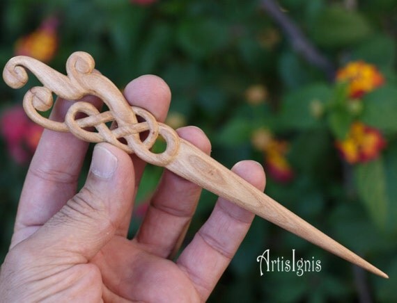 Celtic Hair Dagger Hair Stick Handmade in ALder by ArtisIgnis