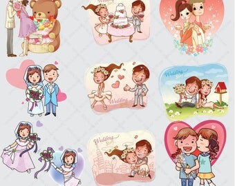 Cartoon Wedding Clipart - Clip Art of Cute Wedding Images - Commercial ...