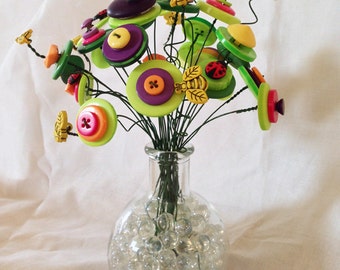 Button flowers by PurpleCloudCreations on Etsy