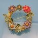 Vintage Wreath Brooch Pin Large Mid Century Colored Enamel