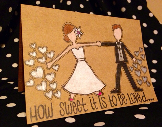 Wedding Card Custom Hand-Drawn Ink & Colored Pencils