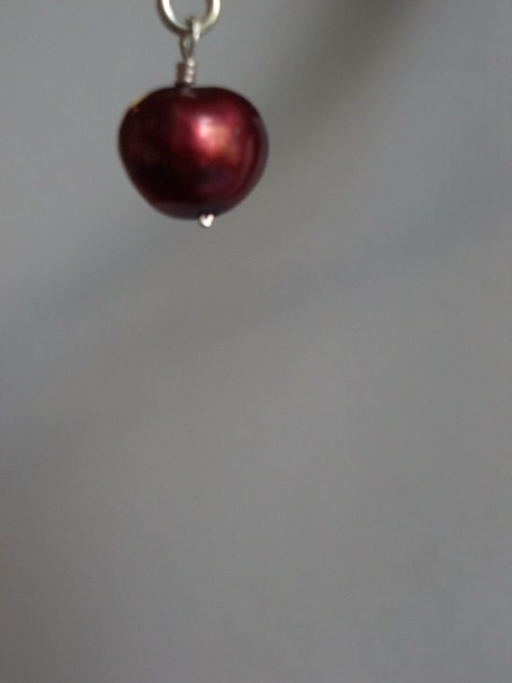 Red Freshwater Pearl and 925 Sterling Silver Hand Wrapped